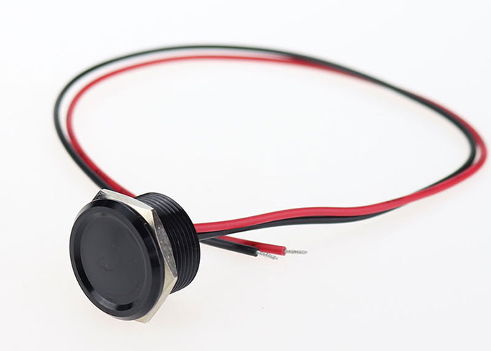 Black Color 19mm Piezo Touch Switch , Waterproof Pressure Button Switch