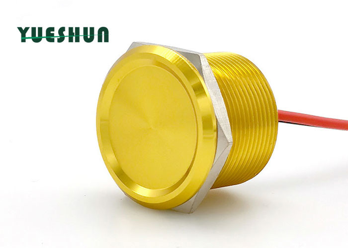 NO Lamp Piezo Touch Switch 25mm Aluminum Yellow Body Color 24VAC 100mA