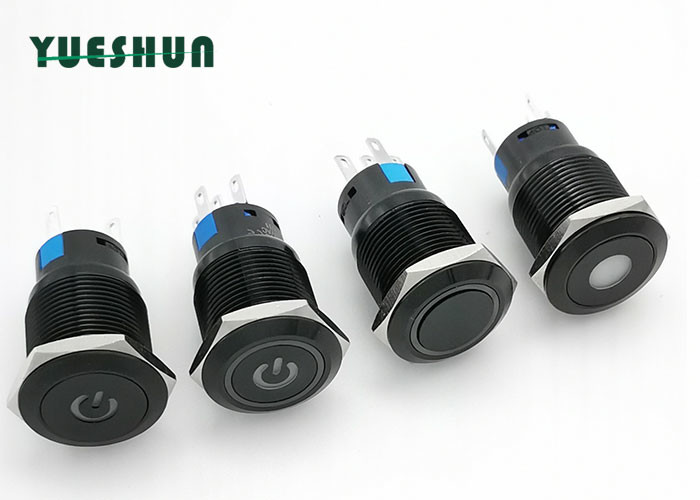 12V 24V LED Lighted Aluminum Push Button Switch , Waterproof Push ...