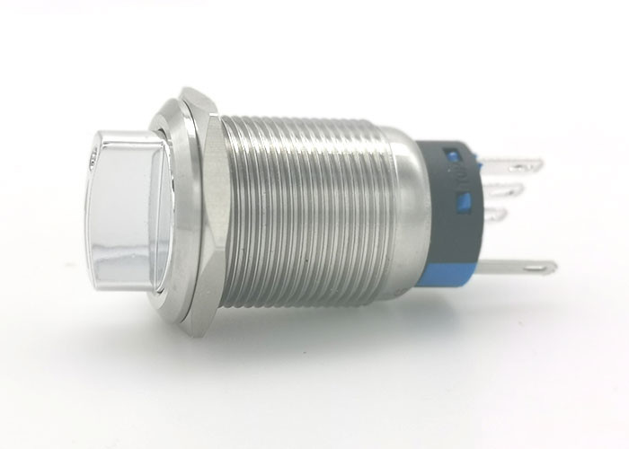 Silver Color Anti Vandal Push Button Switch , Metal Illuminated Rotary ...