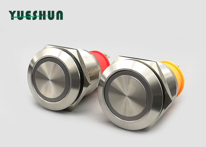 Normally Open LED Symbol 19mm Push Button Switch Ring Type